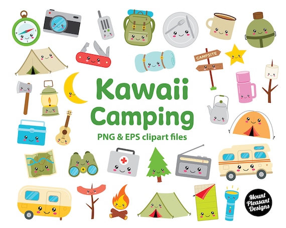 Kawaii Camping Clipart Cute Camping Clip Art PNG & EPS - Etsy Australia