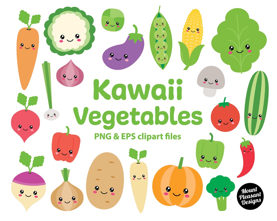 Kawaii Vegetables Clipart, Cute Cartoon Vegetables Clip Art, PNG & EPS ...