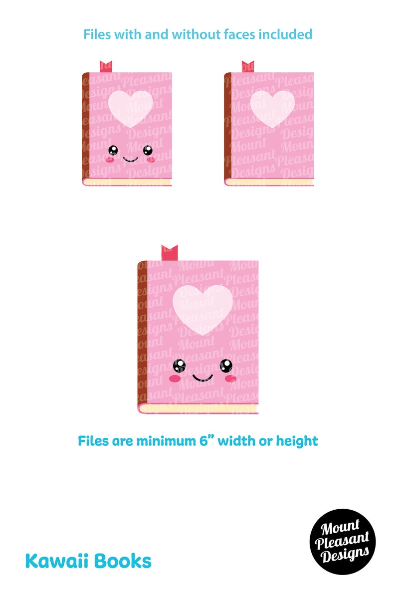 Kawaii Books Clipart Cute Cartoon School Books Clip Art PNG - Etsy