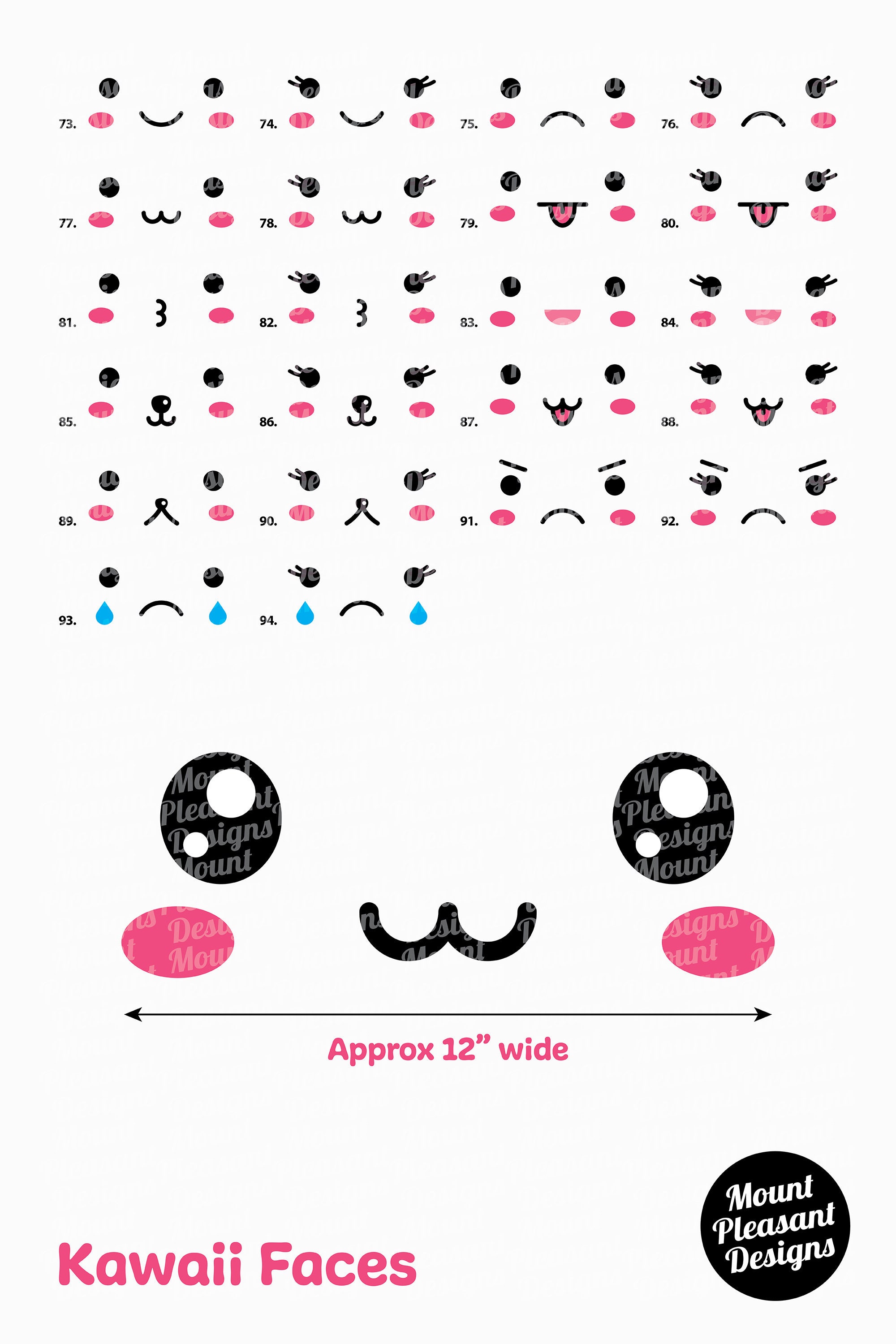 Kawaii Faces Clipart Cute Cartoon Faces Clip Art PNG and SVG | Etsy