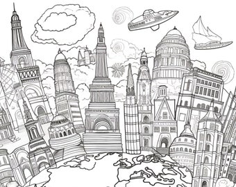 Coloring Pages Around the World - Etsy