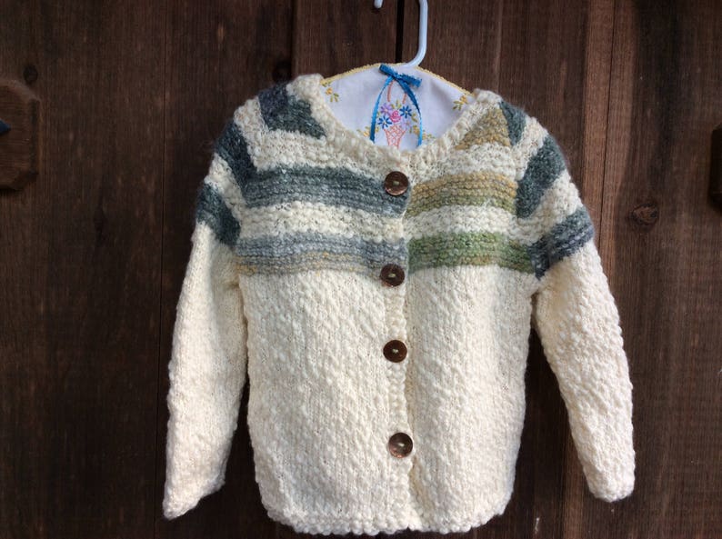 Hand Knitted Girls Cardigan, Warm and Wooly Button Down Sweater for ...