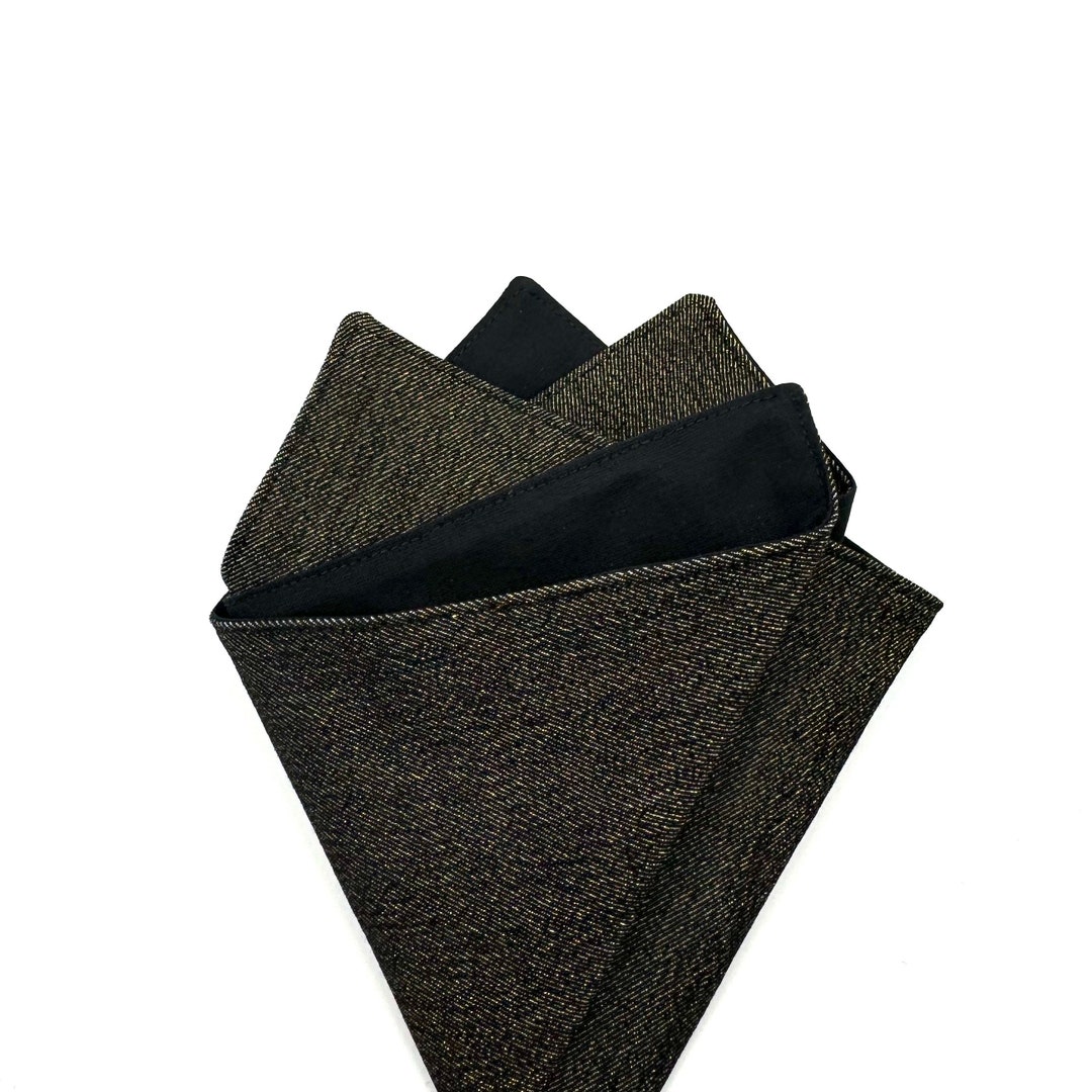 Black and Gold Metallic Pocket Square - New Year's Eve Hanky - Gold ...