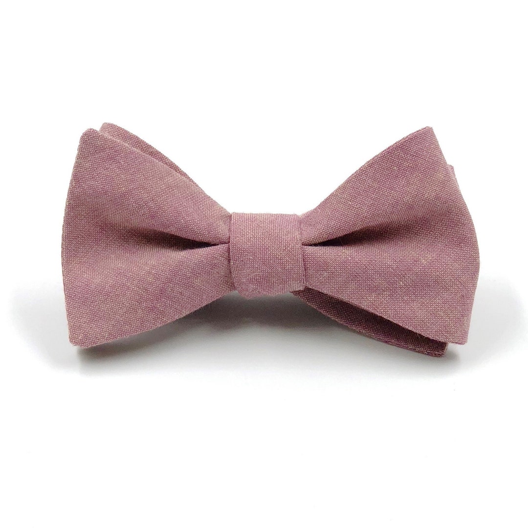 Mauve Bow Tie, Pink Chambray Bowtie, Rose Quartz Tie, Dusty Mauve ...