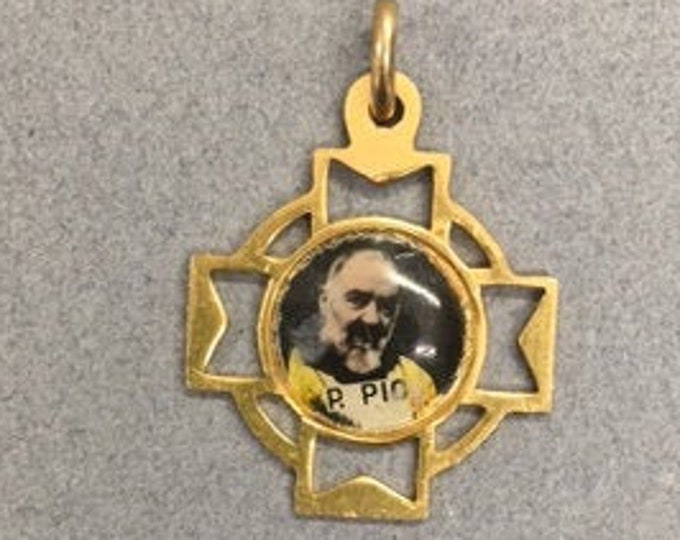 Padre Pio Medal Gold Saint Pio Pietrelcina Pendant Friar - Etsy