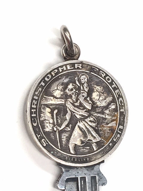 St Christopher Medal Sterling Key Silver Fob Chain Automobile - Etsy