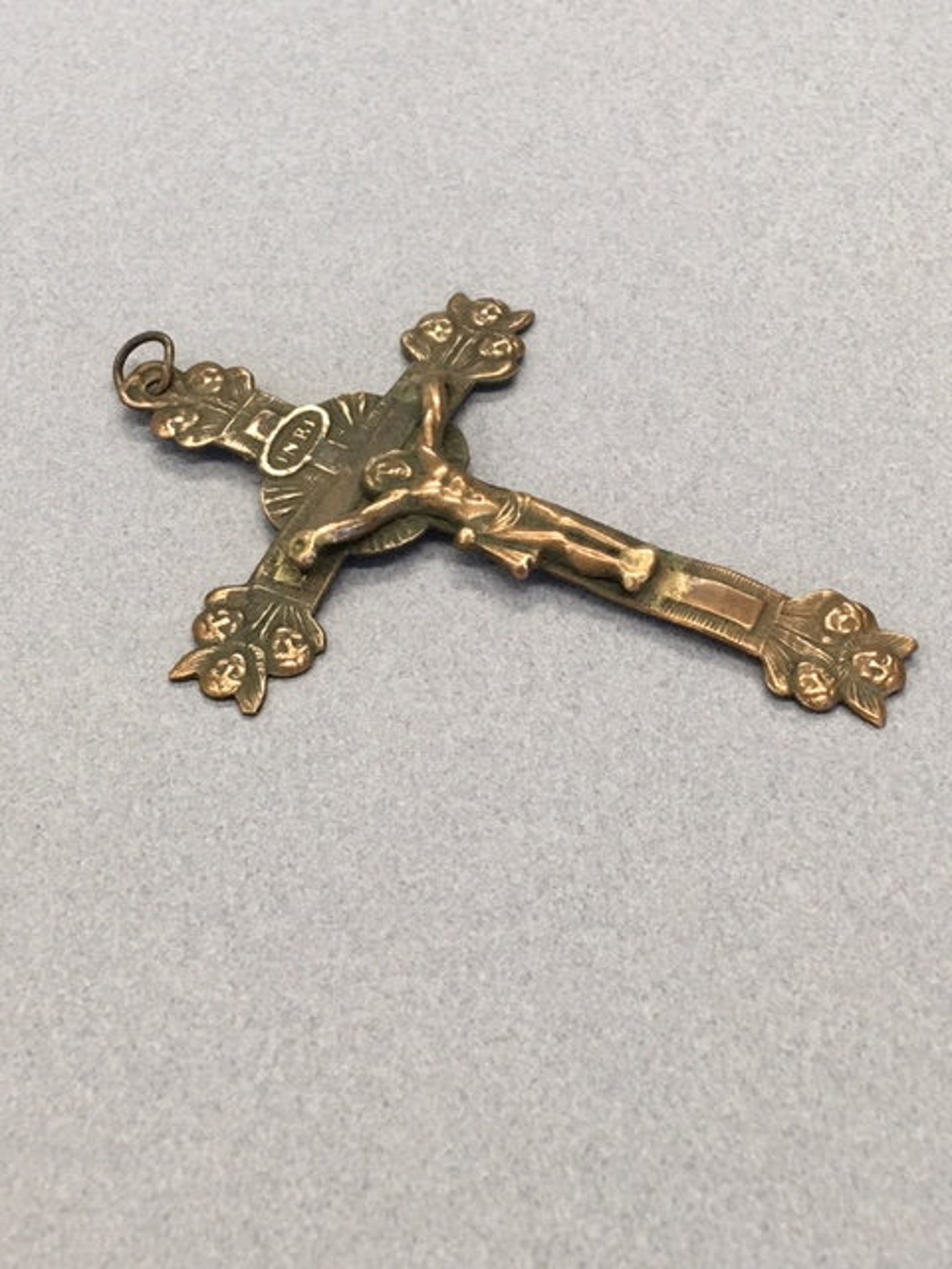 Large Brass Crucifix Antique Stamped Pressed Brass Metal Christ on ...