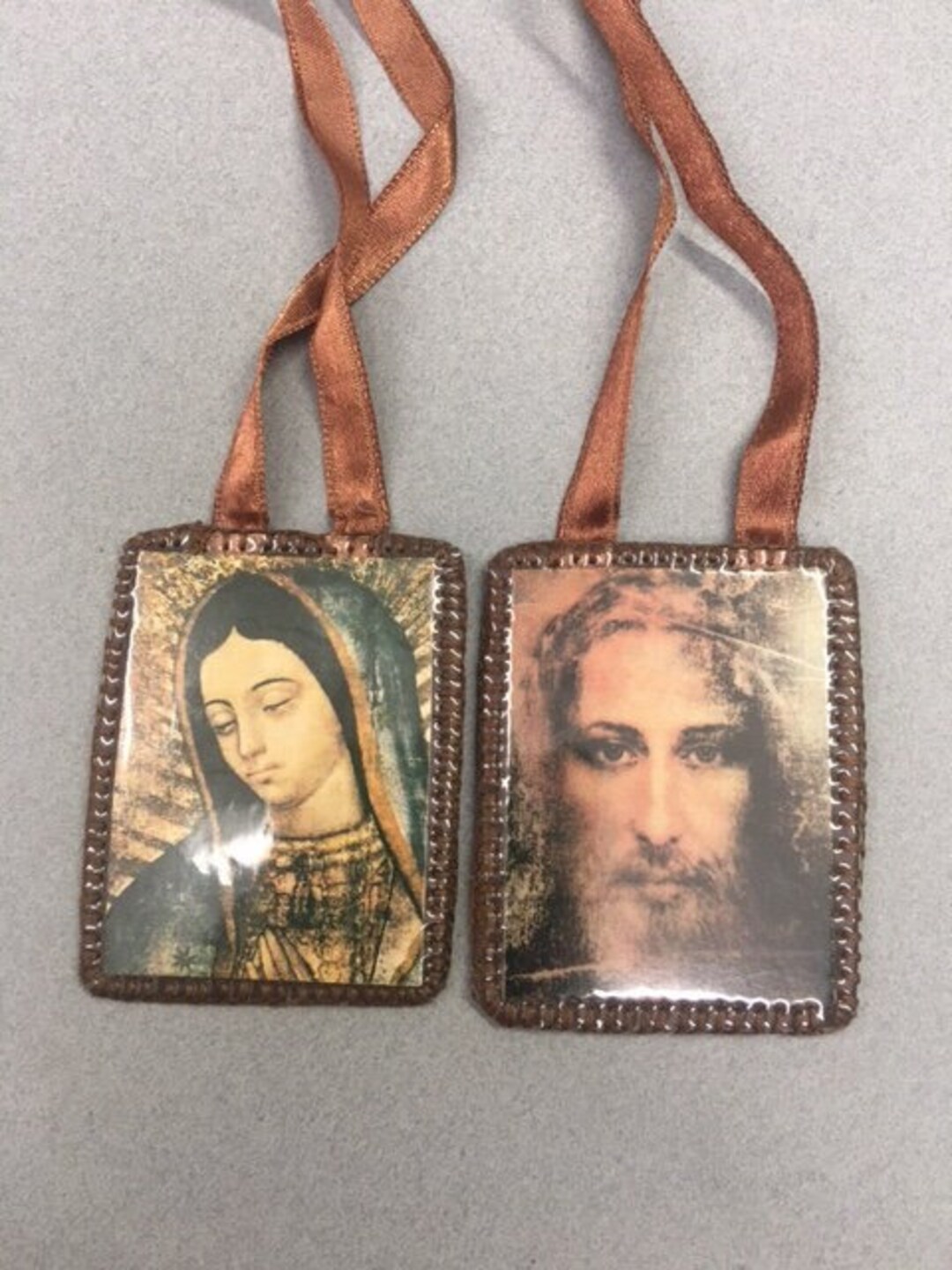 Jesus Christ Scapular Virgin Guadalupe Mother Mary Lightweight Vintage ...