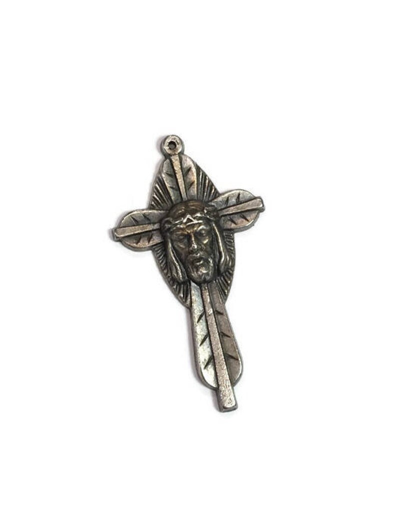 Jesus Christ Cross Pendant Crown Thorns Vintage Catholic Gift - Etsy
