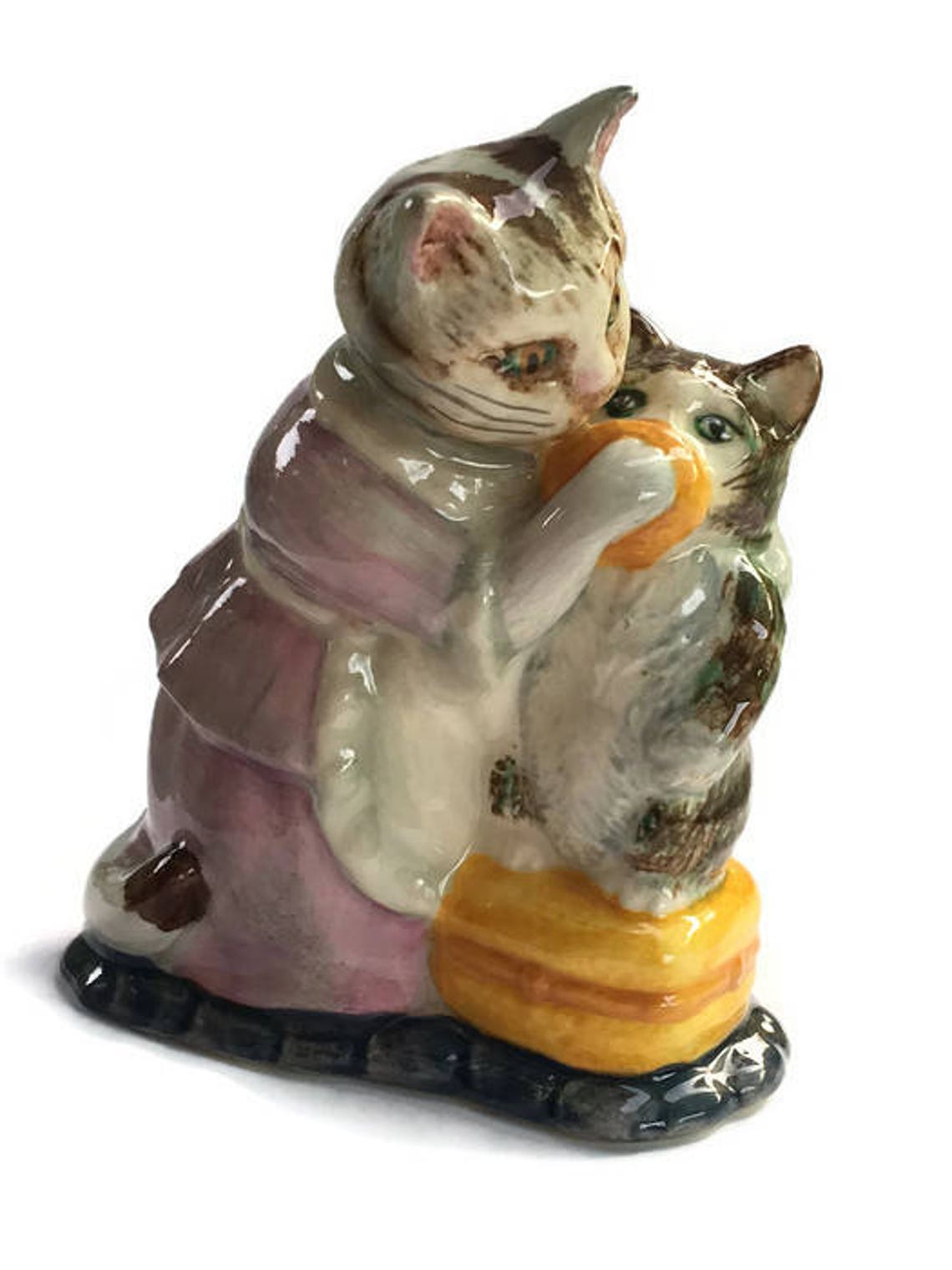 Beatrix Potter Cat Figurine Mother Cat Kitten Figurine Tabitha - Etsy