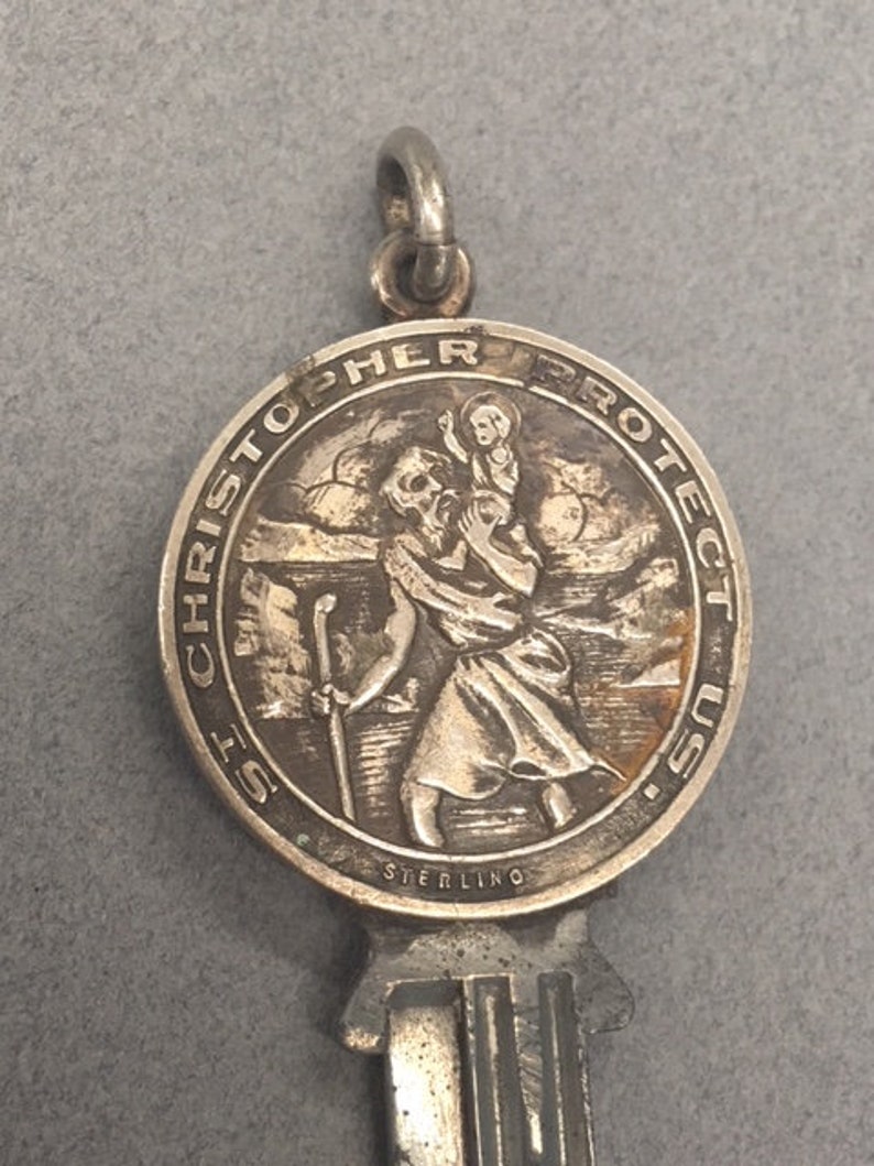 St Christopher Medal Sterling Key Silver Fob Chain Automobile - Etsy