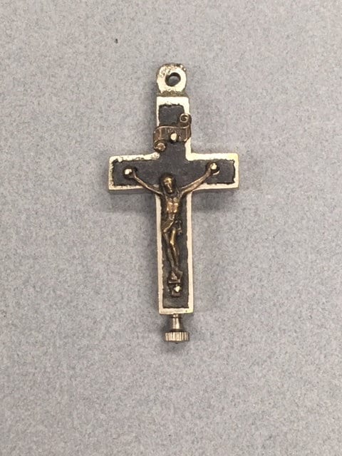 Black Relic Crucifix Roma Reliquary Italy Leather Jesus Christ Rosary ...