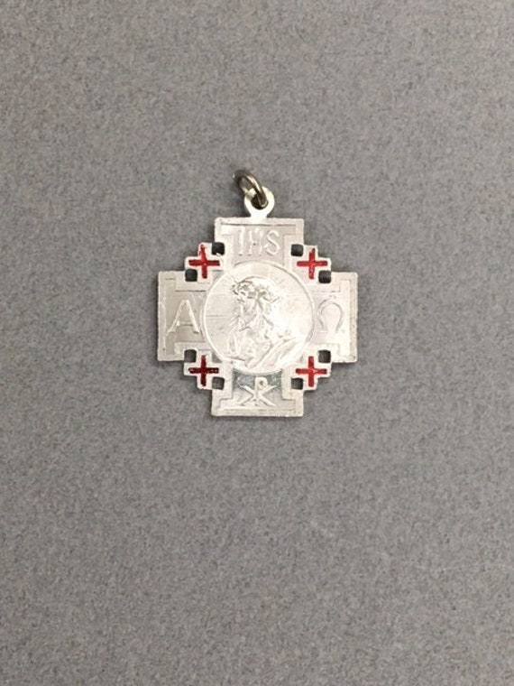 4 Way Cross Medal Sacred Heart Christ Blessed Mother Mary | Etsy