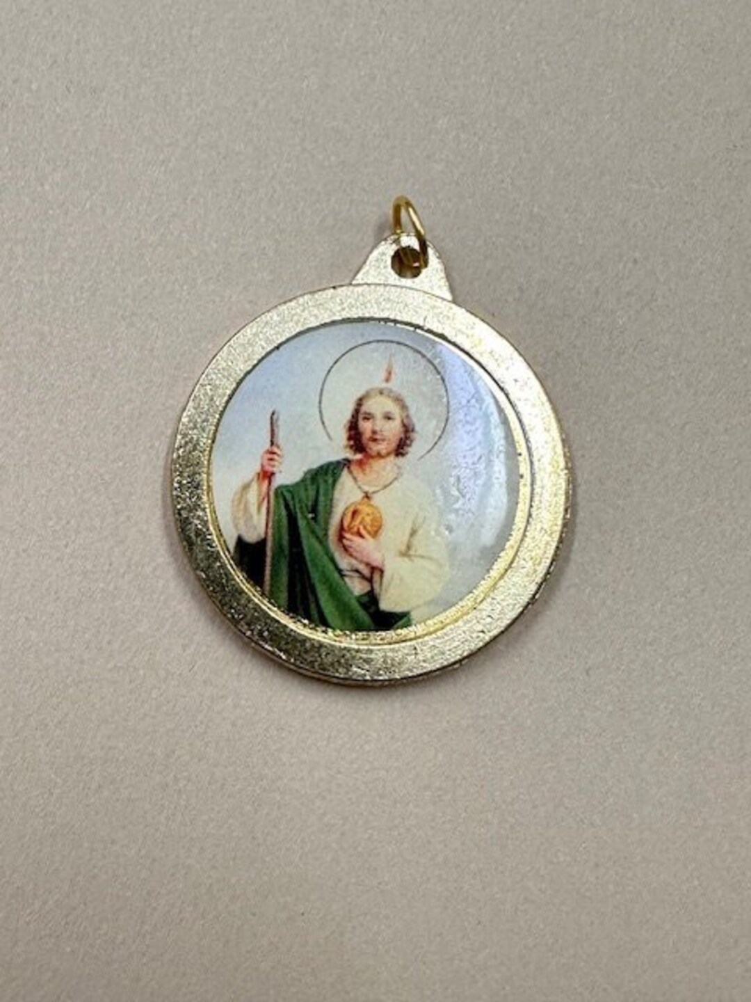 St Jude Medal RELIC Gold Thaddeus Tadeo Pendant Vintage Catholic Gifts ...