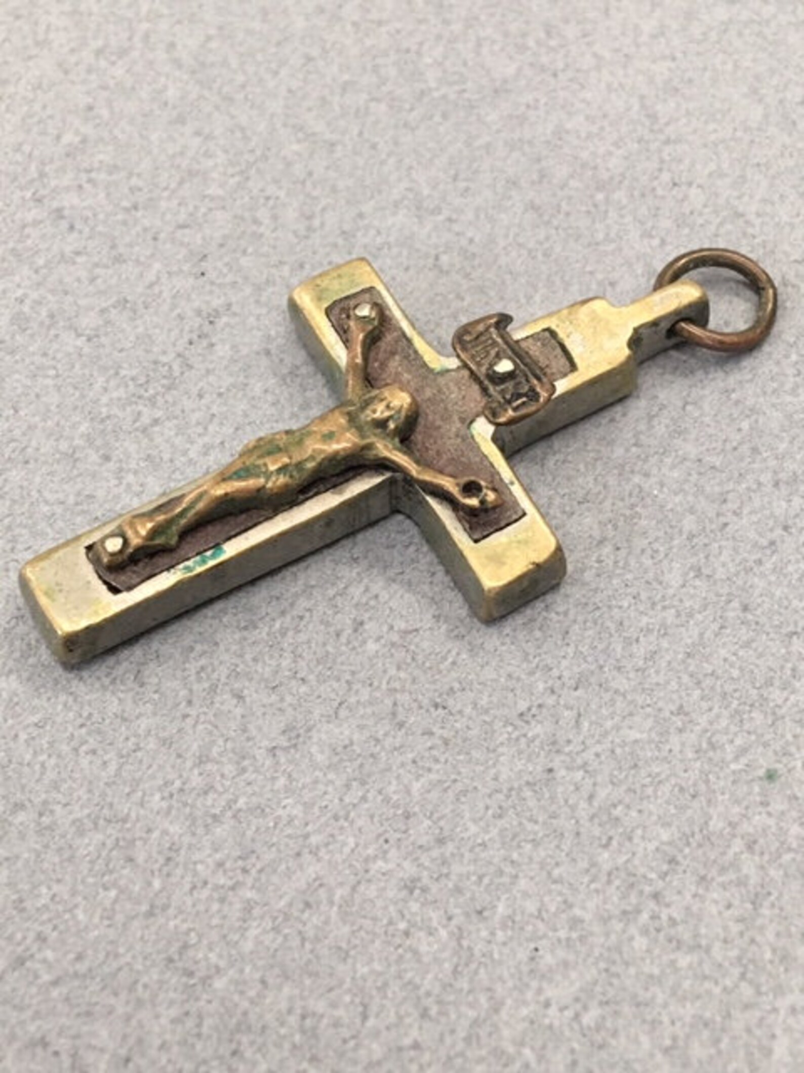 Nickel Leather Crucifix Germany Christ Cross German Antique - Etsy