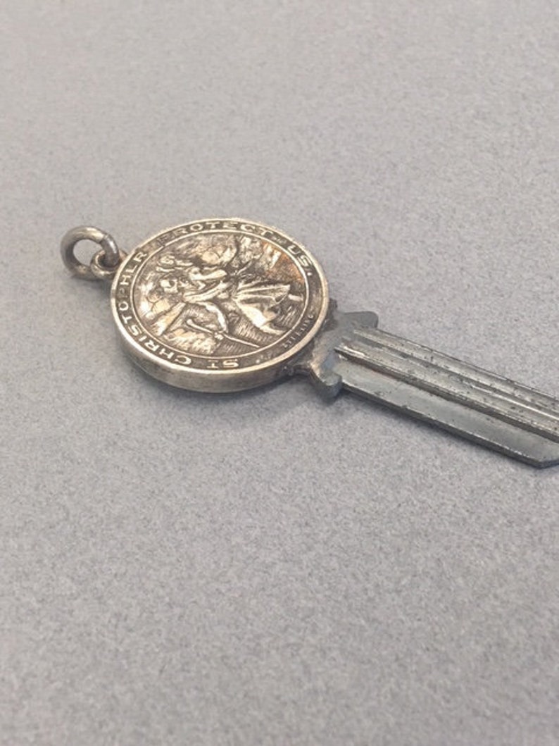 St Christopher Medal Sterling Key Silver Fob Chain Automobile - Etsy