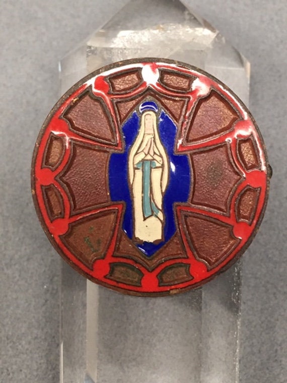 Virgin Mary Brooch Enamel Blessed Mother Lapel Pin Vi… - Gem