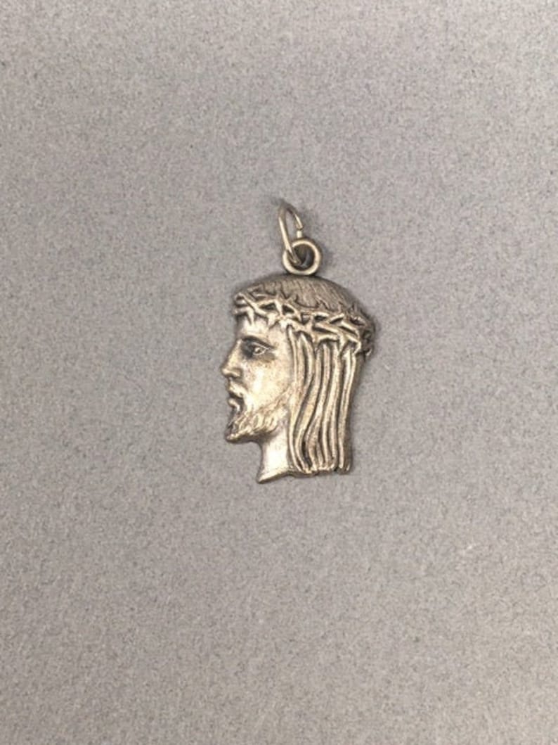 Christ Head Pendant Silver Jesus Christ Medal Crown Thorns Vintage ...