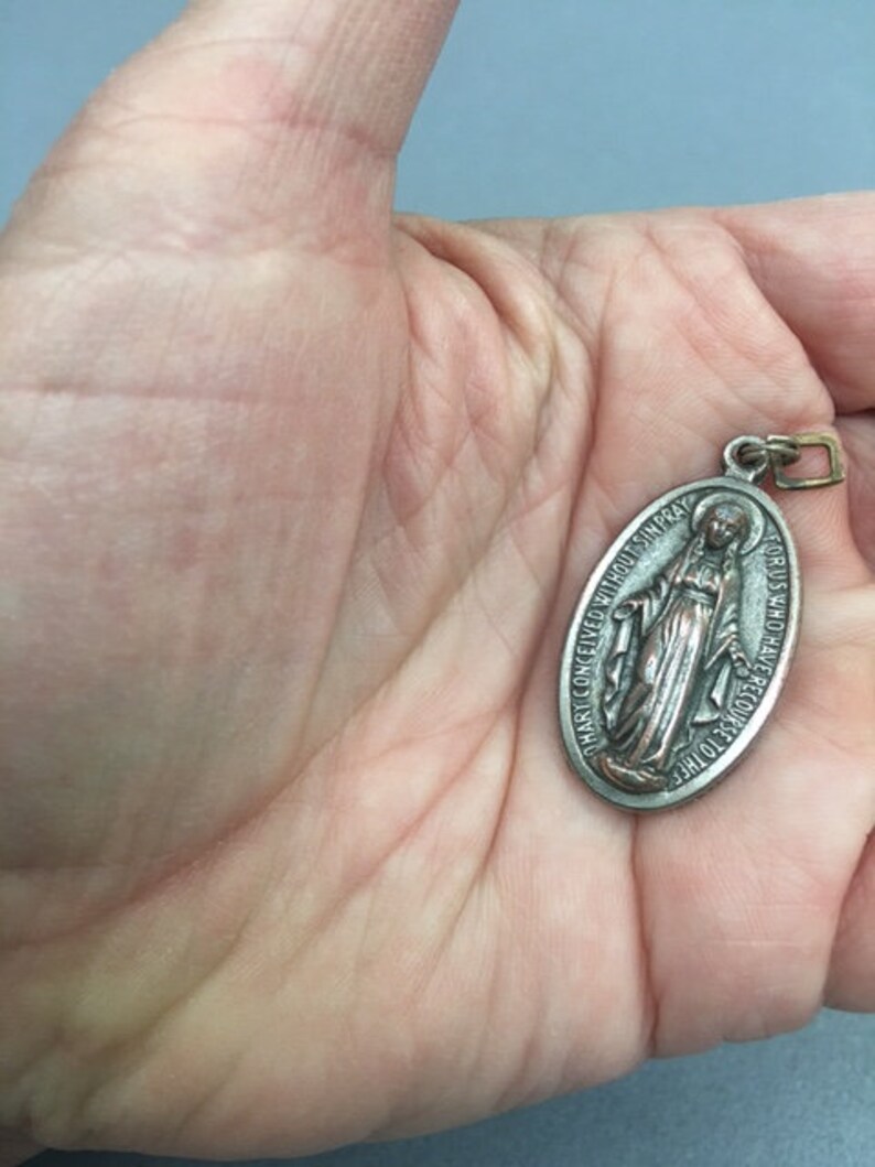 Old Virgin Mary Medal Miraculous Large Italy Vintage Catholic - Etsy