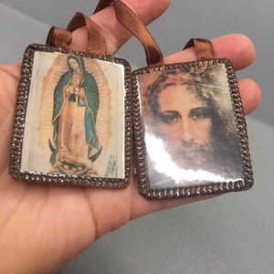 Jesus Christ Scapular Virgin Guadalupe Mother Mary Lightweight Vintage ...