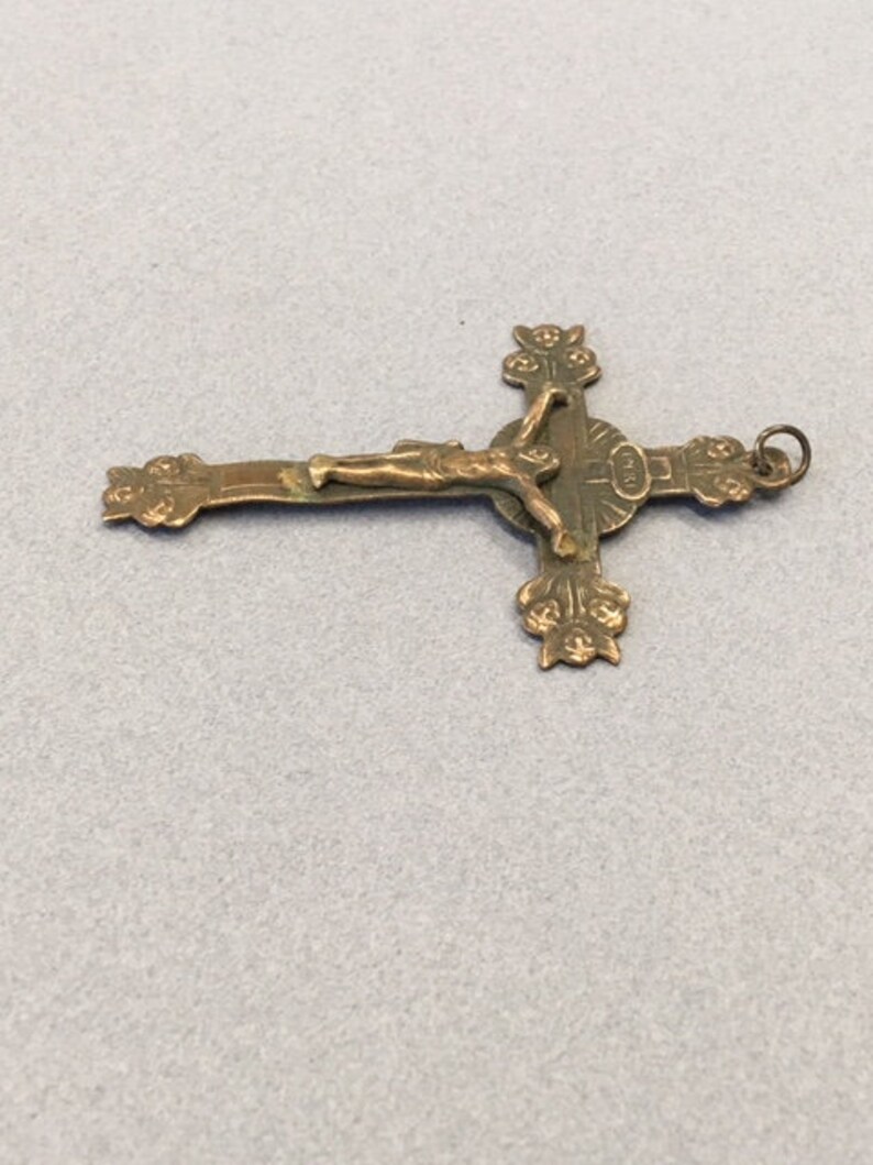 Large Brass Crucifix Antique Stamped Pressed Brass Metal Christ on ...