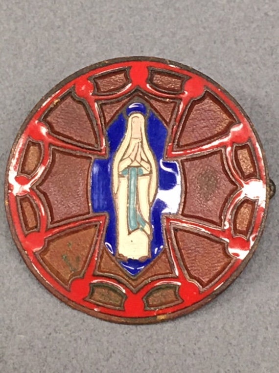 Virgin Mary Brooch Enamel Blessed Mother Lapel Pin Vi… - Gem