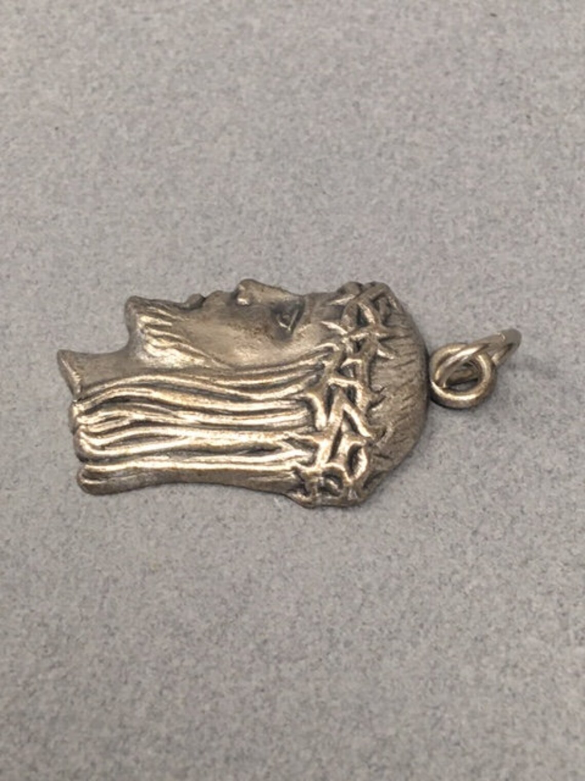 Christ Head Pendant Silver Jesus Christ Medal Crown Thorns Vintage ...