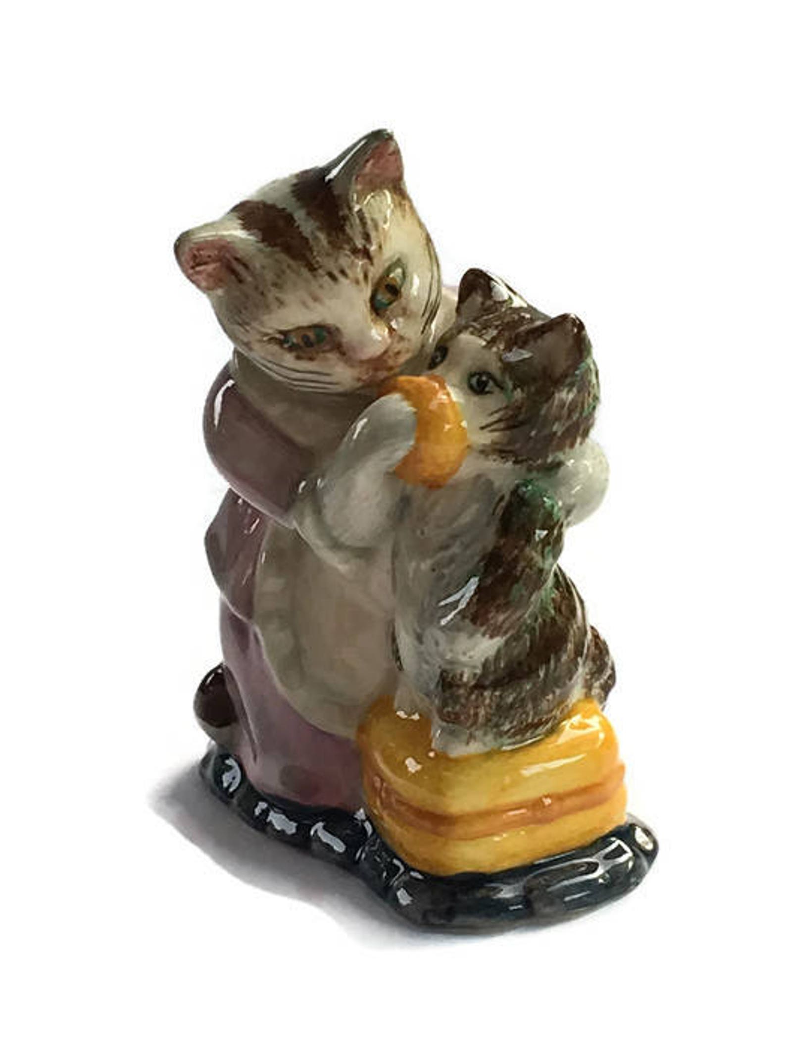Beatrix Potter Cat Figurine Mother Cat Kitten Figurine Tabitha - Etsy