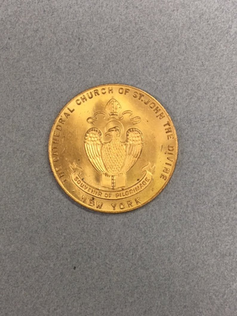 St John Divine Cathedral Coin Gold Plated Token Souvenir Pilgrimage ...