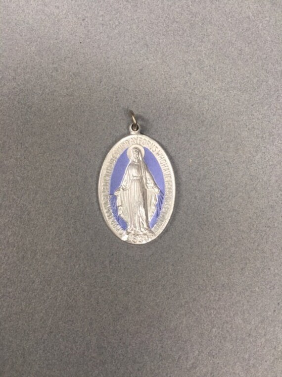 Blue Miraculous Medal Virgin Mary Protection Vintage Catholic | Etsy