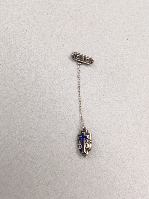 Sterling Cross Brooch Blue 925 Silver SAS Dangle Chain Lapel Pin 38 ...