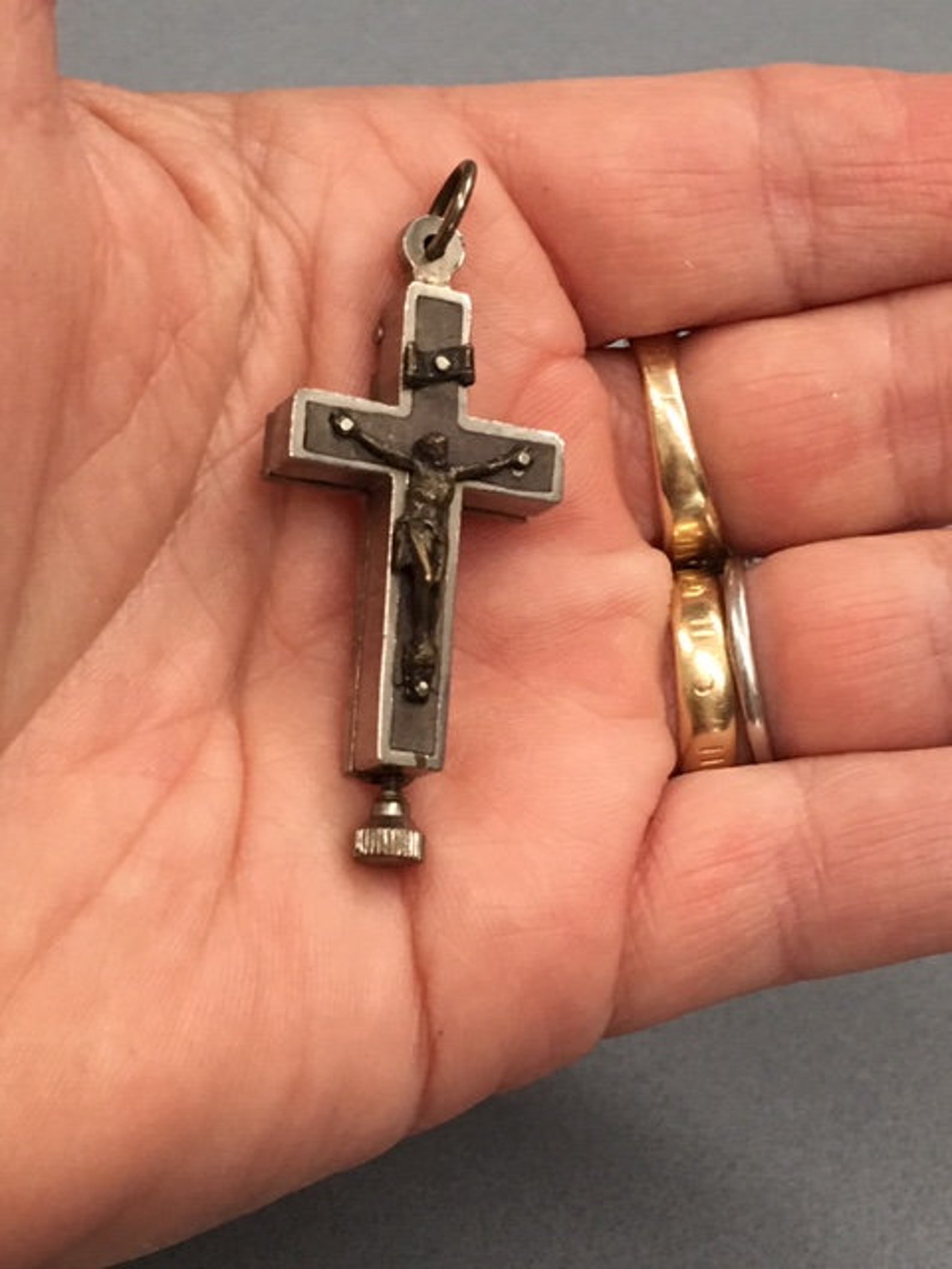 Black Relic Crucifix Christ Cross German Reliquary Leather | Etsy