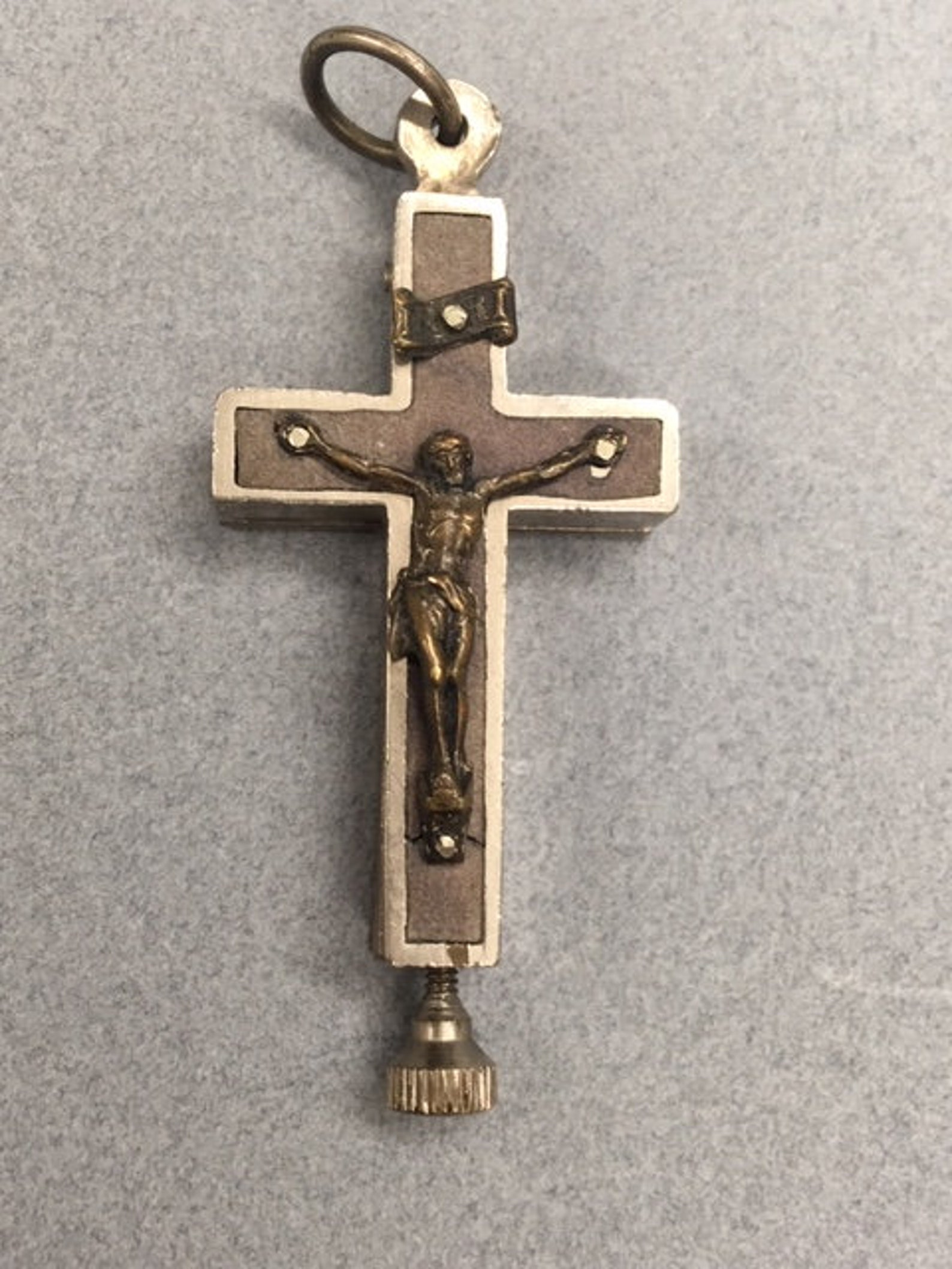 Black Relic Crucifix Christ Cross German Reliquary Leather Vintage ...