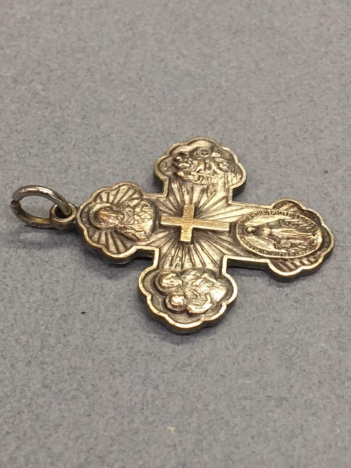 4 Way Cross Pendant Four Way Medal Cross Miraculous Miracle | Etsy