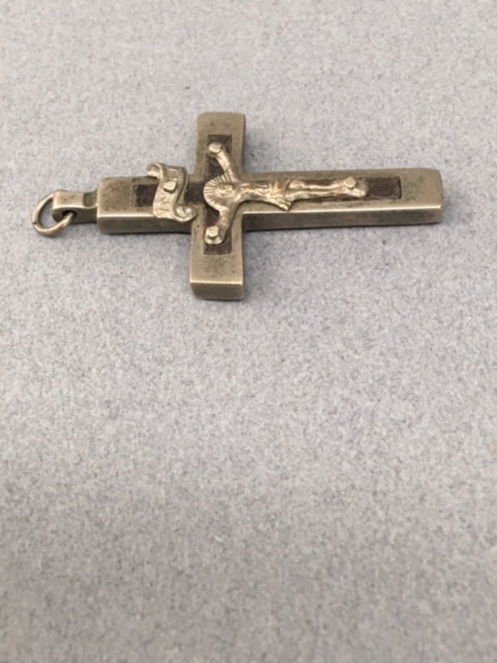 Nickel Leather Crucifix Germany Christ on Cross Catholic Rosary Parts ...