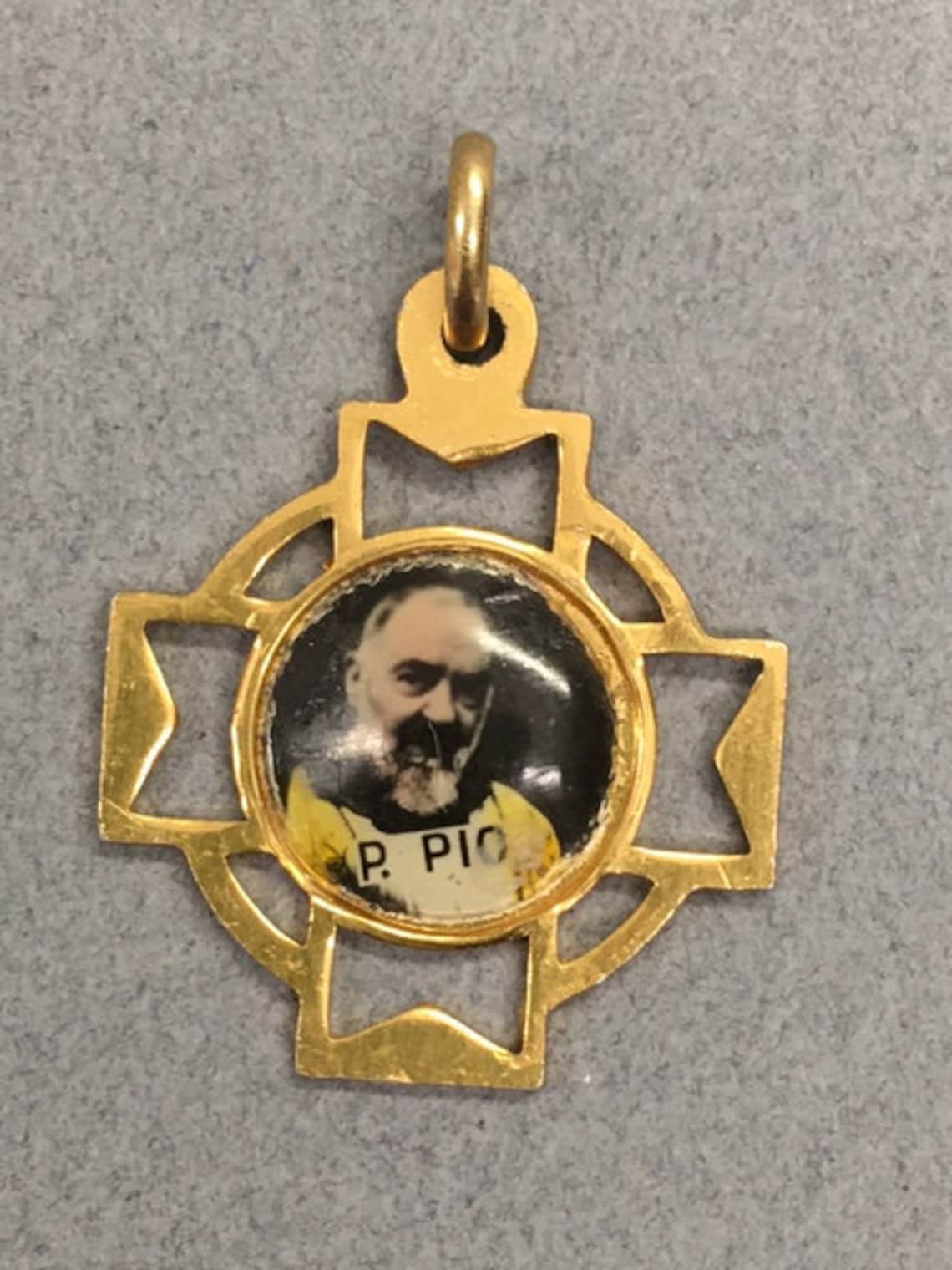 Padre Pio Medal Gold Saint Pio Pietrelcina Pendant Friar - Etsy
