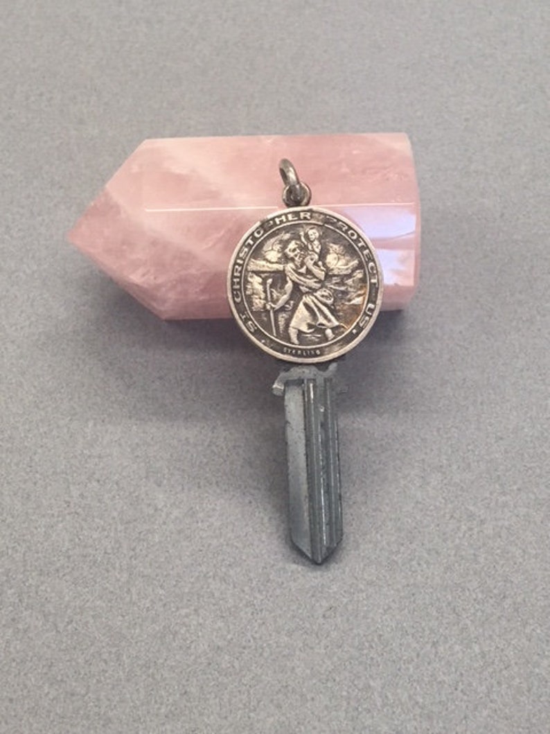 St Christopher Medal Sterling Key Silver Fob Chain Automobile - Etsy