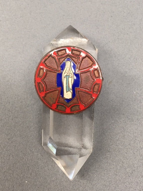 Virgin Mary Brooch Enamel Blessed Mother Lapel Pin Vi… - Gem