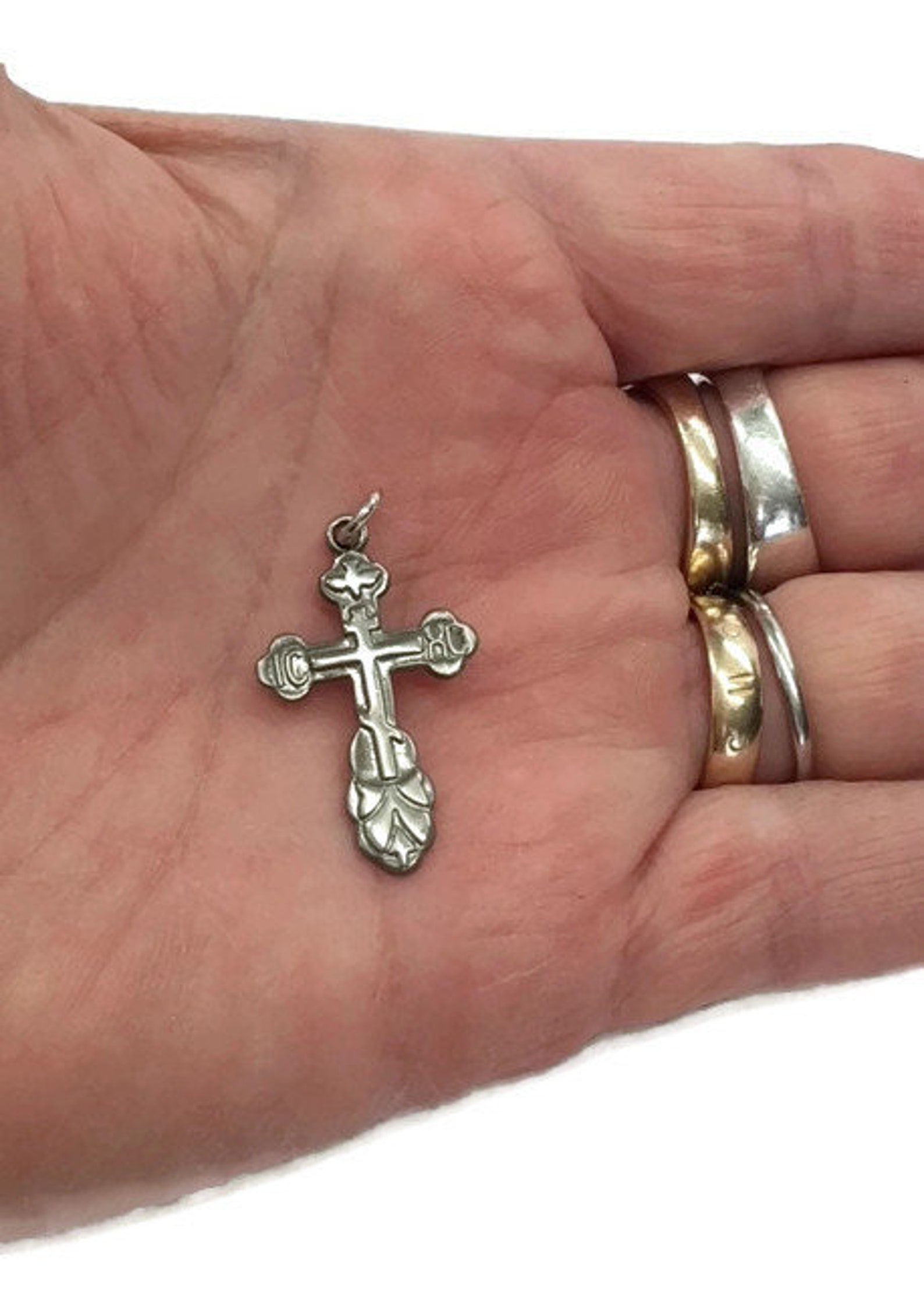 Silver Cross Pendant .800 Silver ICXC Vintage Catholic Gift | Etsy