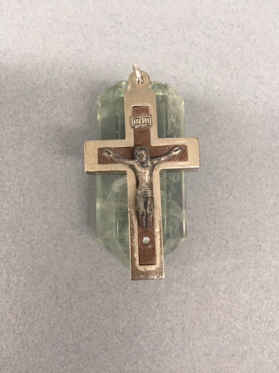 Brown Relic Crucifix Roma Reliquary Italy Leather Jesus Christ Rosary ...