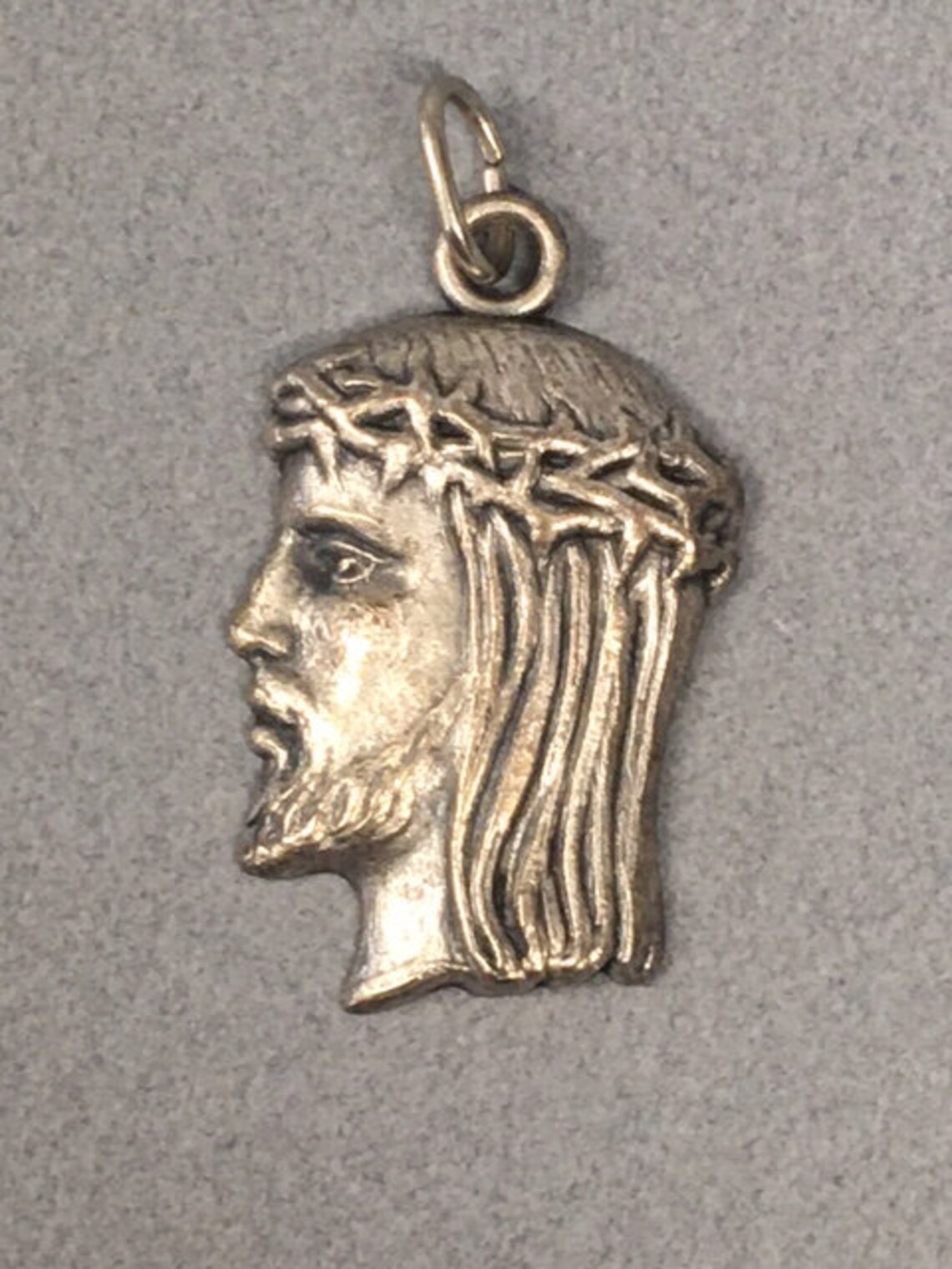 Christ Head Pendant Silver Jesus Christ Medal Crown Thorns Vintage ...