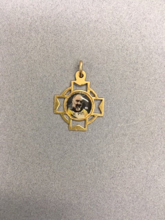 Padre Pio Medal Gold Saint Pio Pietrelcina Pendant Friar - Etsy