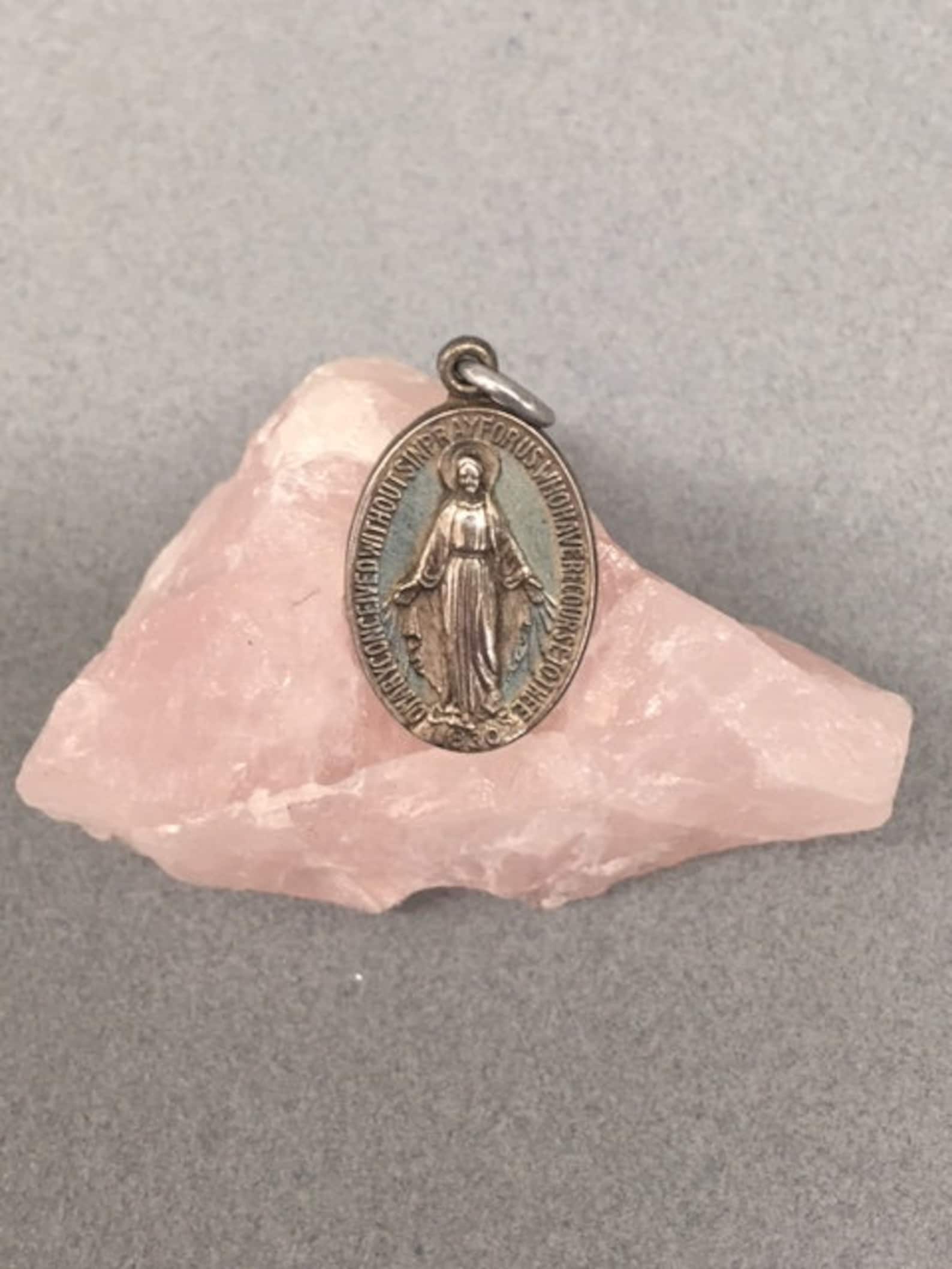 Blue Virgin Mary Medal Miraculous Protection Old Vintage - Etsy