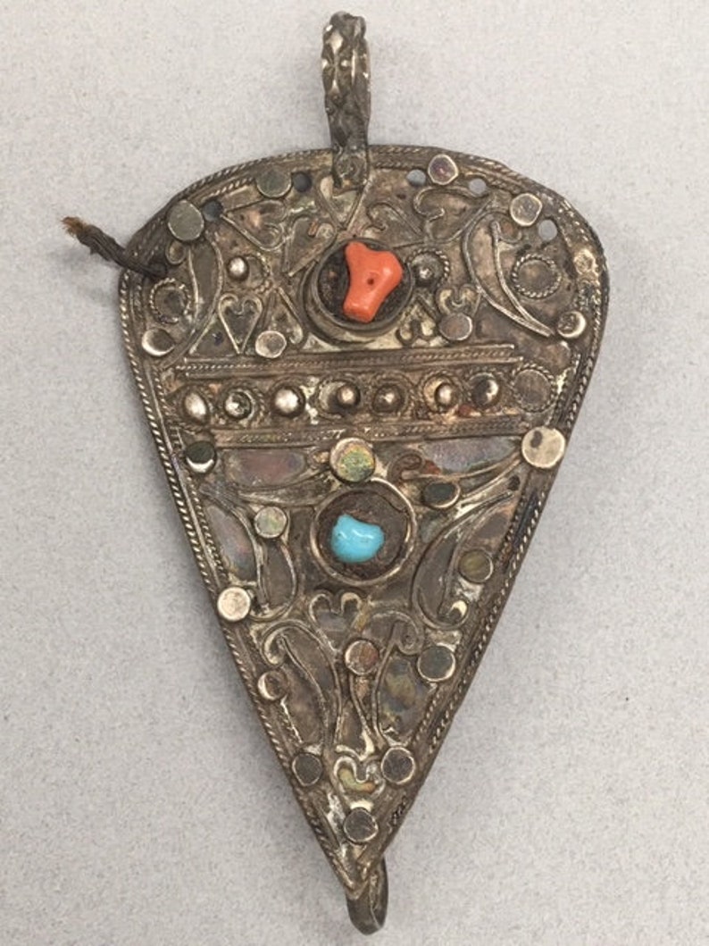 Antique Silver Fibula North African Fibule Silver Turquoise - Etsy