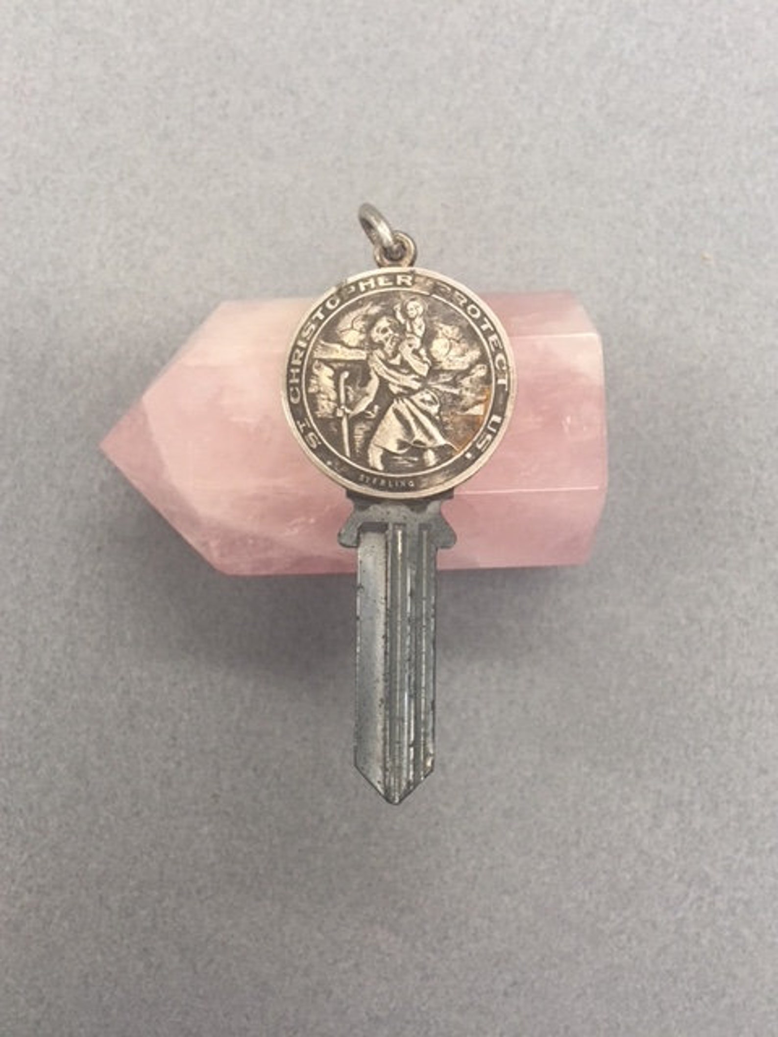 St Christopher Medal Sterling Key Silver Fob Chain Automobile - Etsy