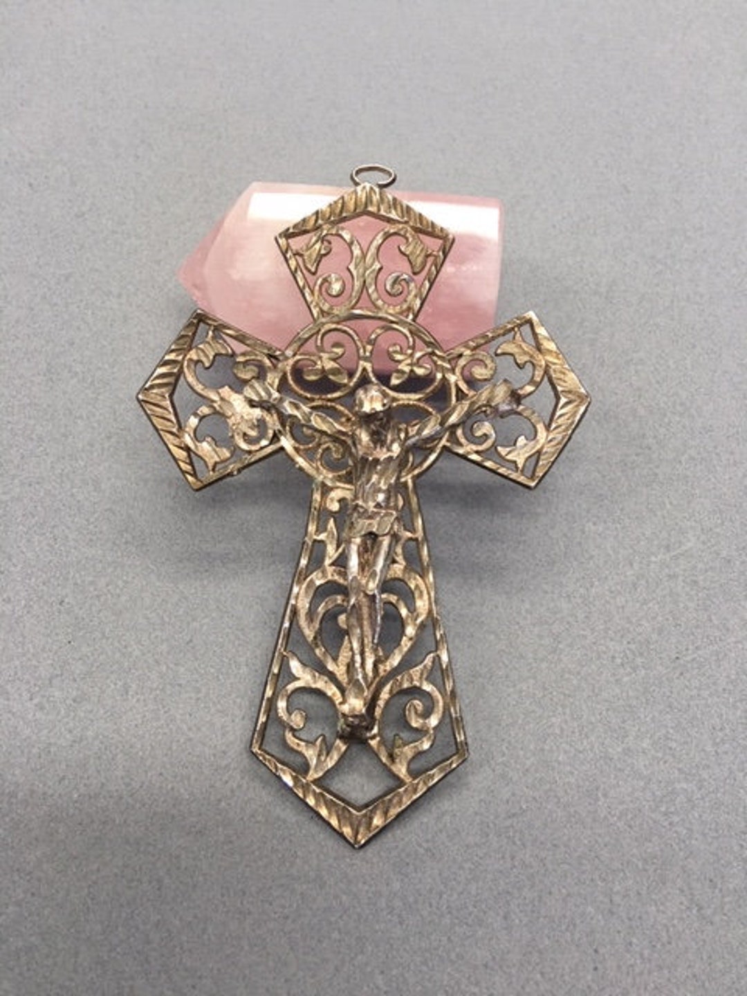 Large Ornate Crucifix Silver Christ Cross Intricate Vintage Catholic ...