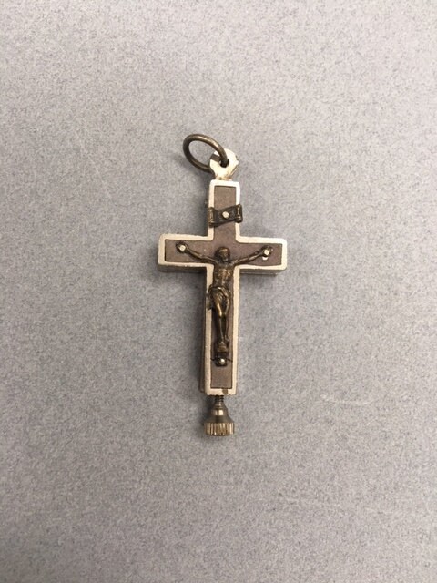 Black Relic Crucifix Christ Cross German Reliquary Leather Vintage ...