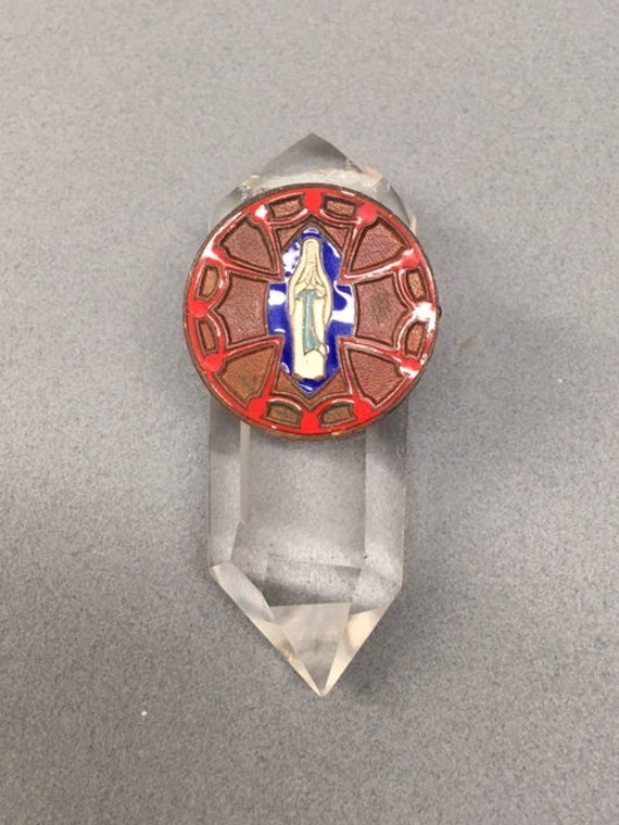 Virgin Mary Brooch Enamel Blessed Mother Lapel Pin Vi… - Gem