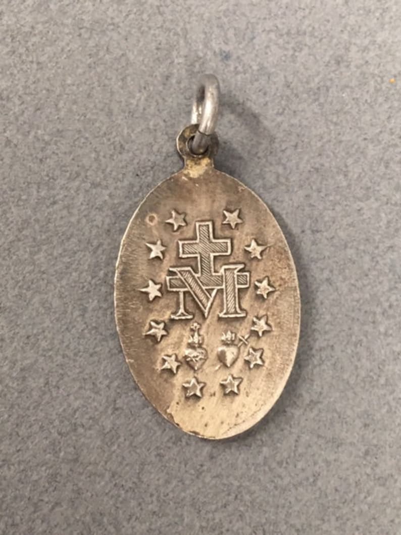 Blue Virgin Mary Medal Miraculous Protection Old Vintage | Etsy