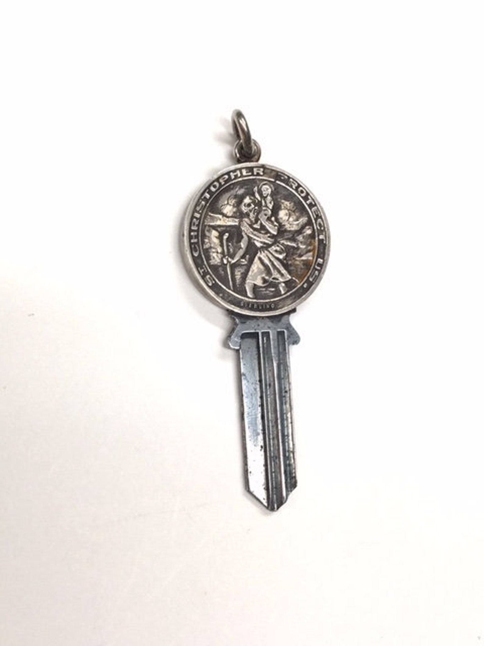 St Christopher Medal Sterling Key Silver Fob Chain Automobile - Etsy